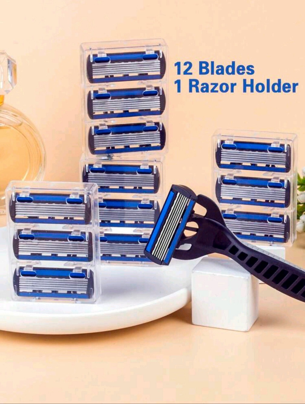 1 Handle + 12 Blades/Men And Women Manual Safety Razor 6-Layer ...