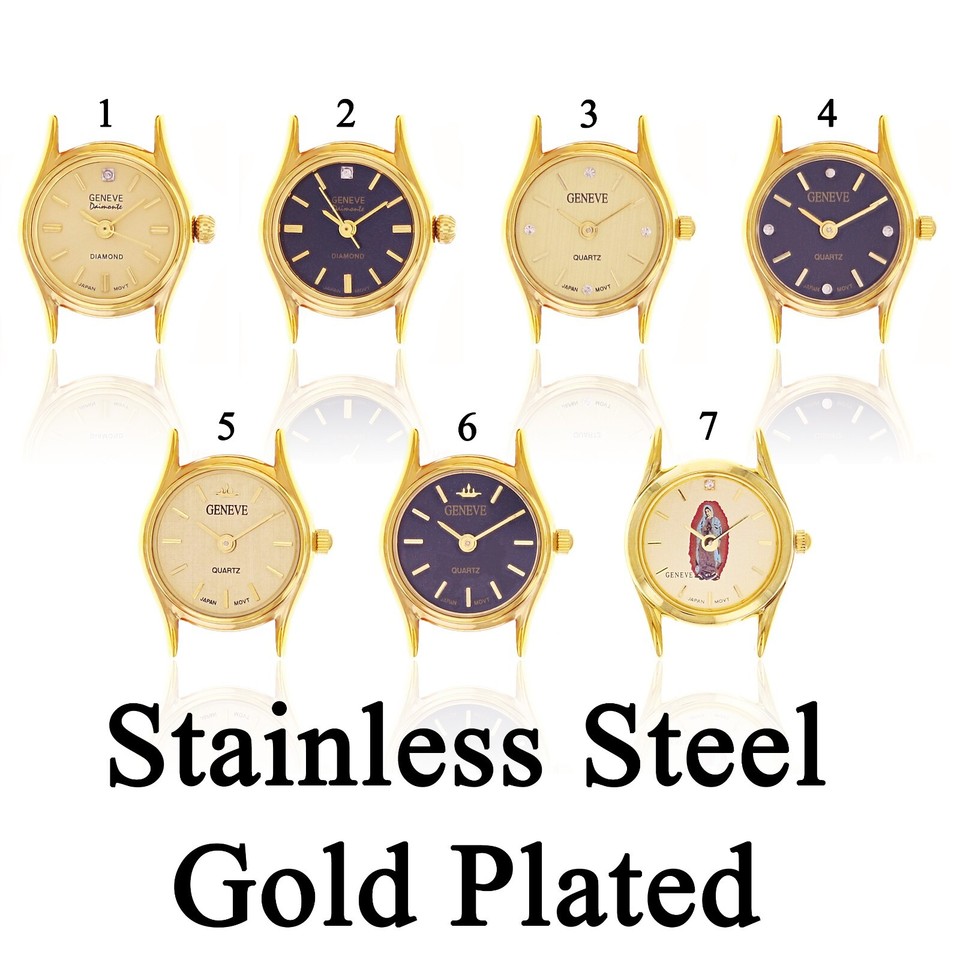 14k Yellow Gold Nugget Link Wrist Watch with Geneve Diamond Watch 7.5-8 ...