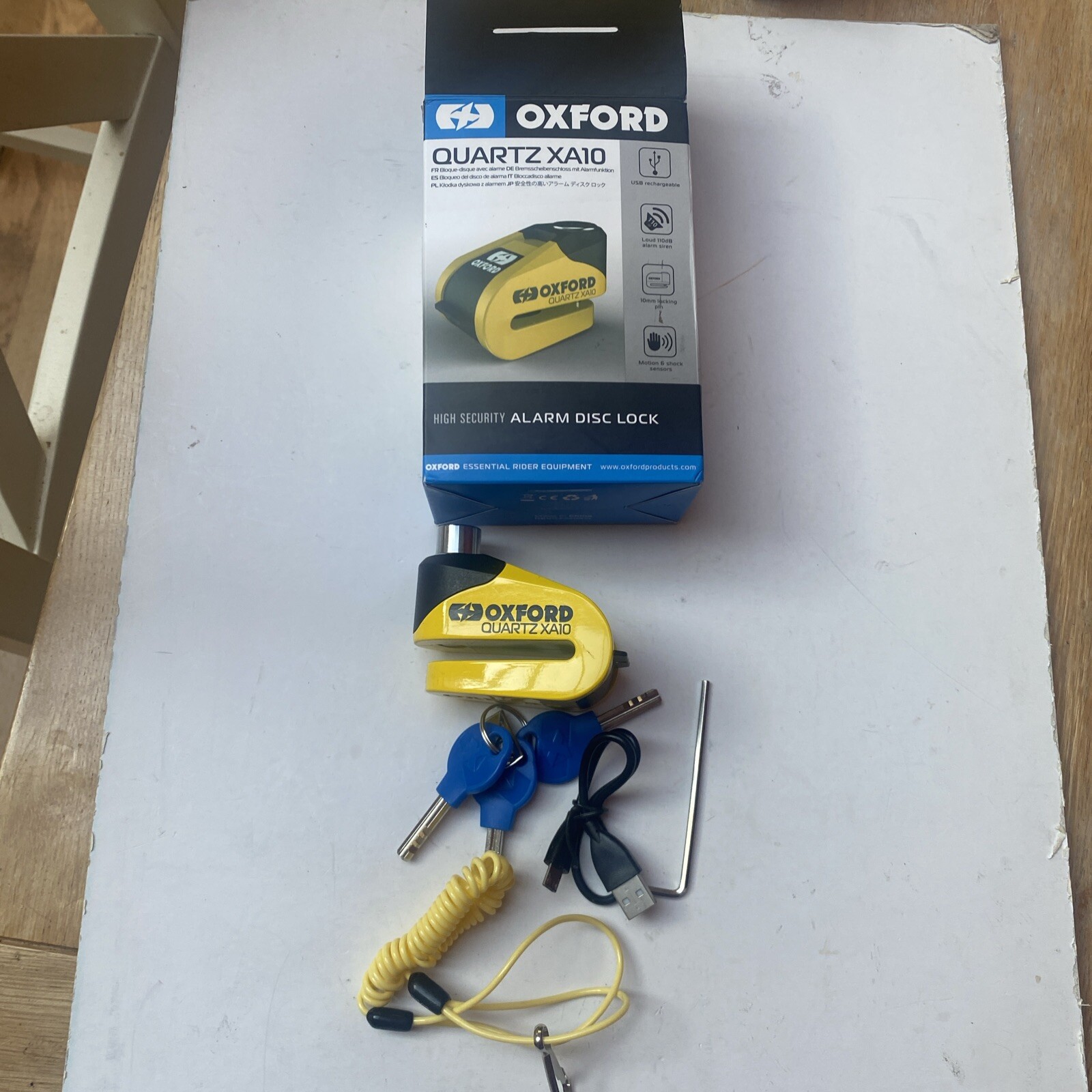 OXFORD QUARTZ XA10 HIGH SECURITY MOTORCYCLE ALARM DISC LOCK 10MM PIN ...