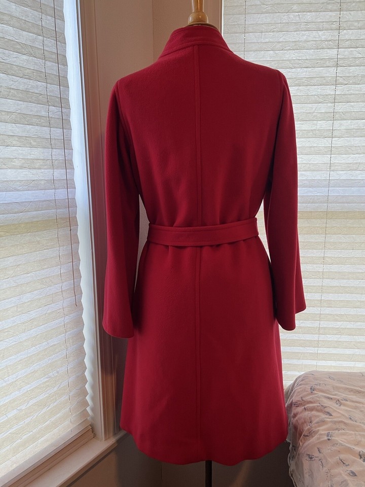 100% Cashmere Warm Women’s Long Red Classic Collarless Coat Union Made ...