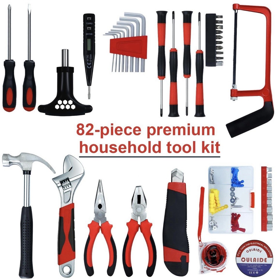 Tool Kit Set Household Hand Carry with Case Home Repair Maintenance ...