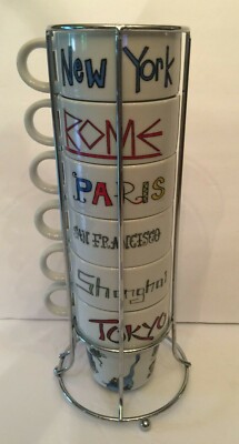World Market Cities Of The World Stackable Coffee Mugs Set Of 6 Paris ...