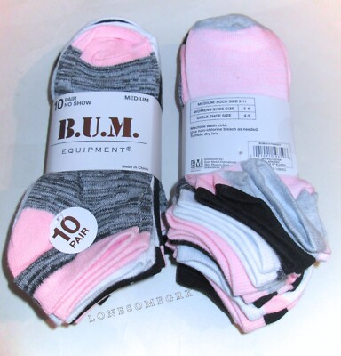 10 Pairs Womens BUM Equipment Light Weight Shoe 5-9 Assorted No Show ...