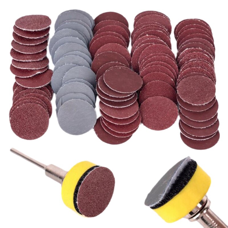 1 Inch 100 Pcs Sanding Discs Pad Kit Round Sand Hook Loop Sander Backer ...