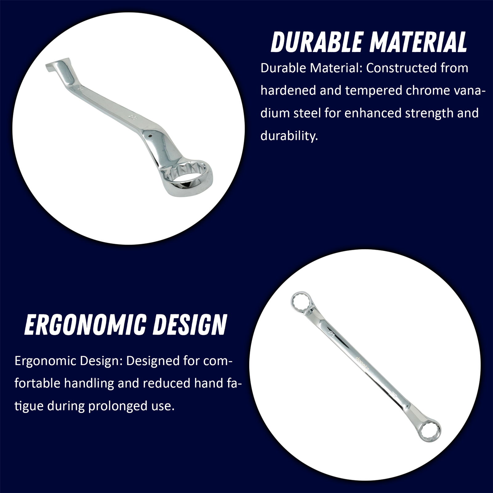 Offset Double Ring Spanner Wrench 21mm x 23mm Metric Hex Swan Neck Deep ...