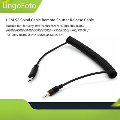 1.5M S2 Spiral Cable Remote Shutter Release Cable for Sony A9/A7/A6000 ...
