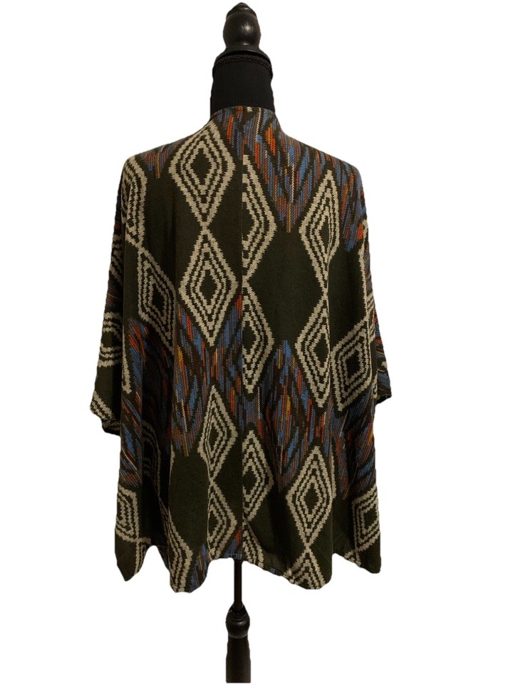 Umgee Size XL Open Front Cardigan Sweater Aztec Raw Hem Oversized Soft ...