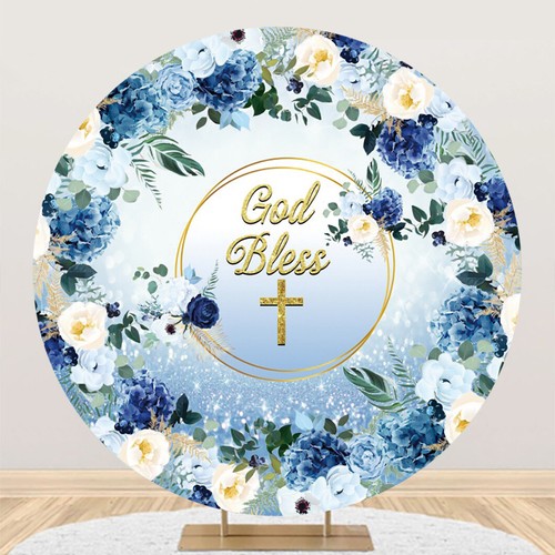 Round God Bless Backdrop First Communion Baptism Christening Background ...
