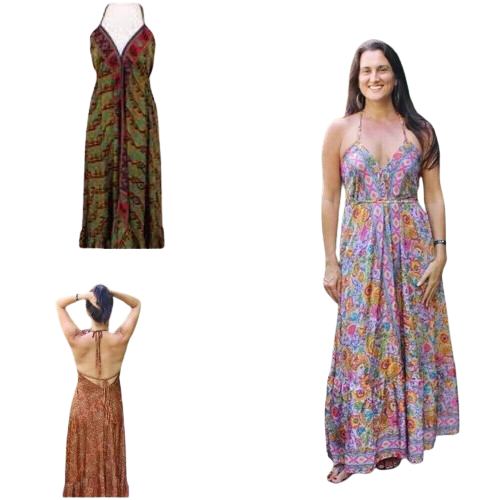 30 PC Lot Indian Silk Maxi Log Hippie Dress Festive Clothing Summer ...