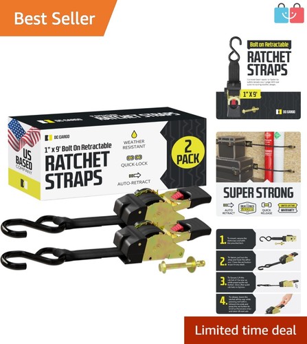2-Pack Retractable Cargo Straps with Vinyl Coated Hooks - Dependable ...