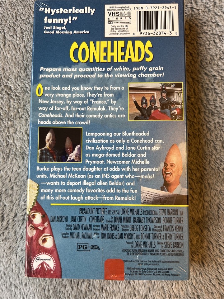 Coneheads VHS Factory Sealed with V-Overlap Seam Vintage Mint Condition ...