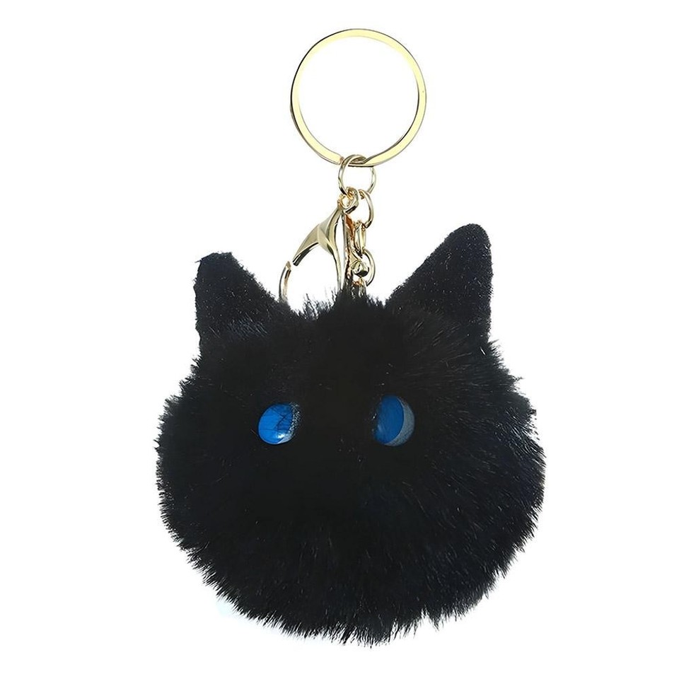 Cat Ball Mountain Black Coal Ball Cat Hand Made Plush Key Doll Chain ...