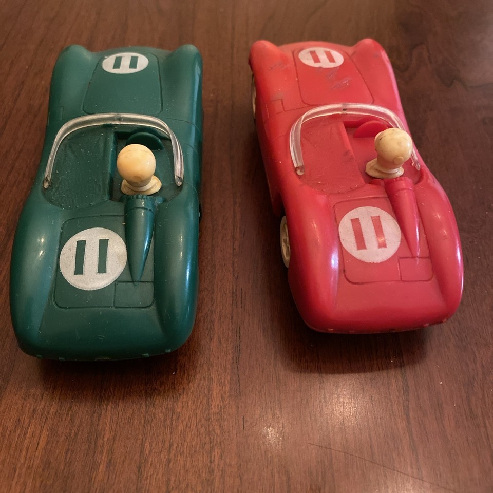 Vintage MARX Toys Slot Race Car 1/32 - RED #11 + GREEN Racing Both | eBay