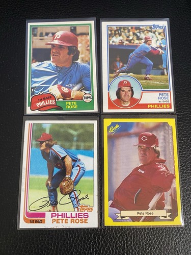 Lot (4) Pete Rose Topps & Classic 1981, 1982, 1983, 1987 Phillies ...