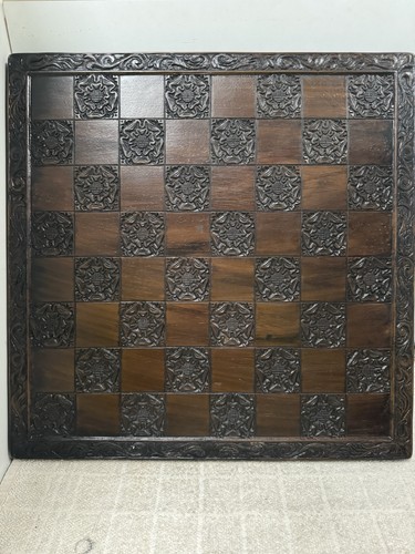 Large Dark Wood Chess Board Yorkshire Rose Gothic Style 45cm | eBay