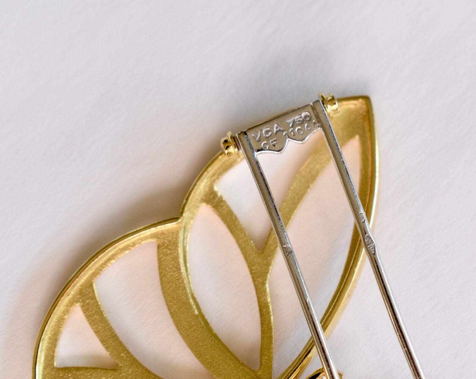 Van Cleef & Arpels VCA 18K Gold 0.25 Carat Diamond Butterfly Brooch ...