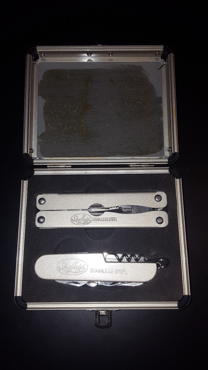 SHEFFIELD MFG 2 PIECE MULTI FUNCTION KNIFE TOOL SET WITH BOX, please ...