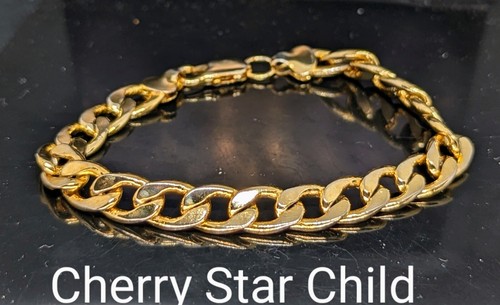 Bright flashy gold pl vintage large curb link bracelet | eBay Australia