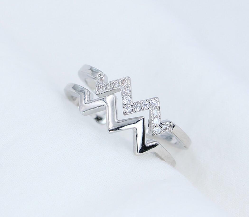 W-Shape Silver SP Pave Cubic Zirconia Ware Adjustable Band Ring | eBay