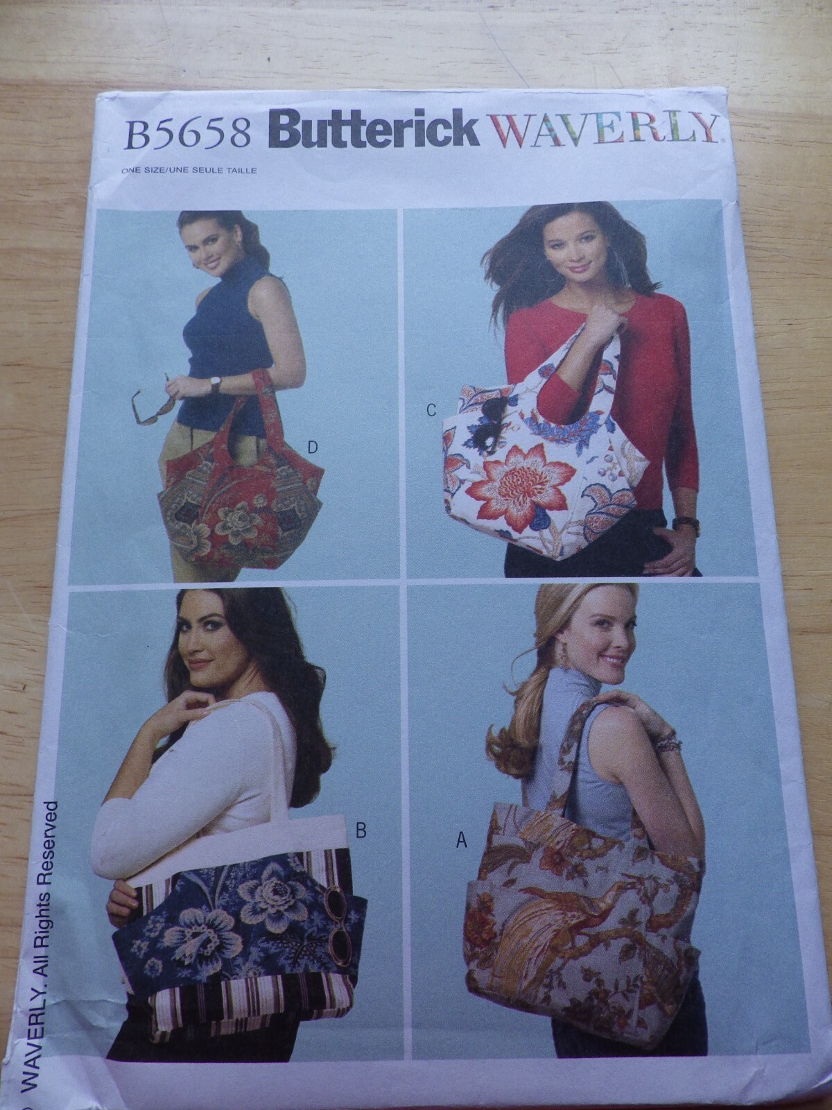 2011 Butterick Waverly 5658 Shoulder Tote Bag Purse SEWING PATTERN ...