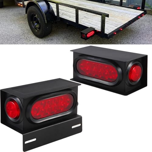 2Pcs Steel Trailer Light Box Housing Kit w/6" Inch Oval Led Trailer ...