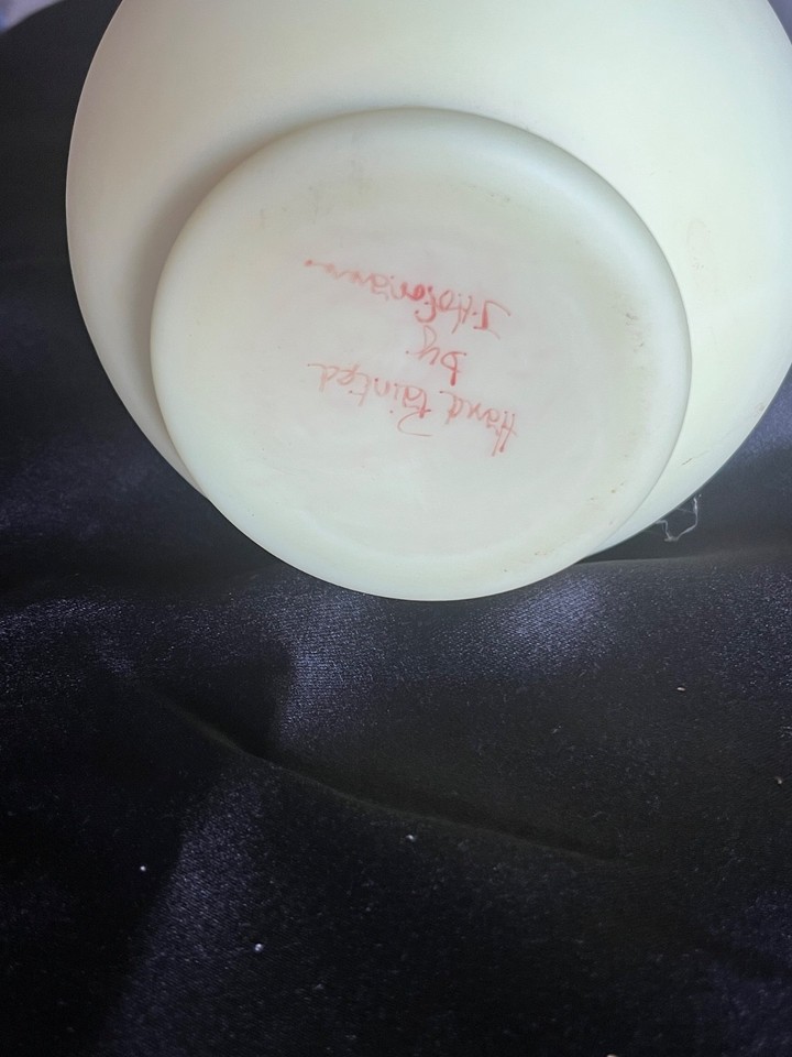 Vintage Fenton BURMESE Uranium Glass VASE Rose Hand Painted Signed | eBay