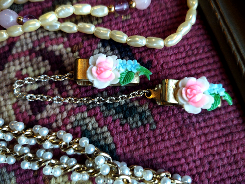 Vintage Faux Pearl Jewelry Lot Brooch Earring Necklace Sweater Clip ...