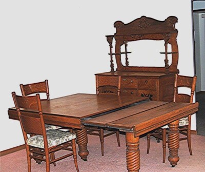 Antique 19th Century Oak Dining Room Set Extension Table Buffet | eBay