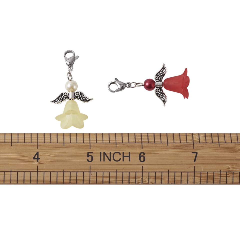 40pcs Acrylic Angel Pendants Cute Wing Dangle Charms With Glass Pearl ...