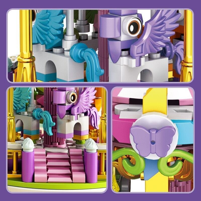 DIY Melody Carousel Building Blocks Bricks 3D Rotating Creative Music ...