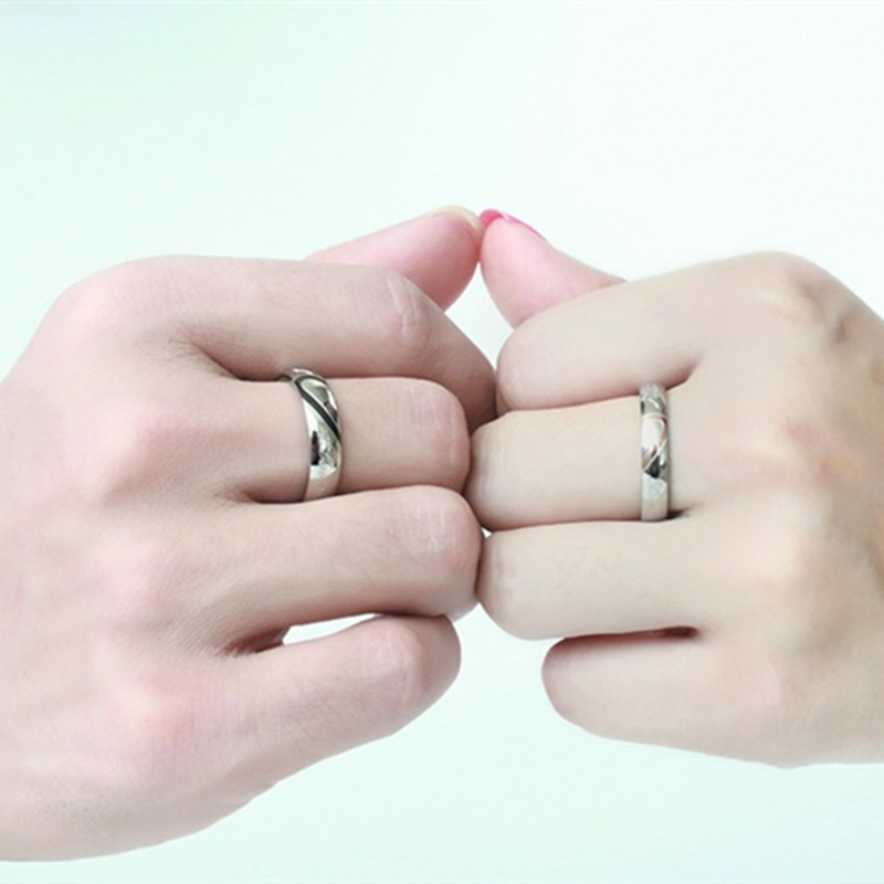 Titanium Steel Heart Shaped Couple Rings Men Women Wedding Rose Gold ...