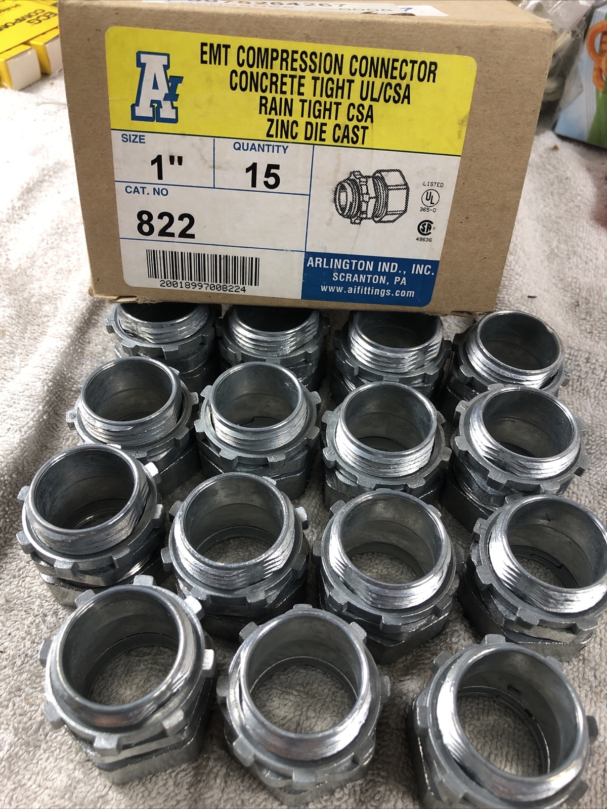 Lot of 15 Arlington 822 1" EMT Compression Connector Concrete Tight ...