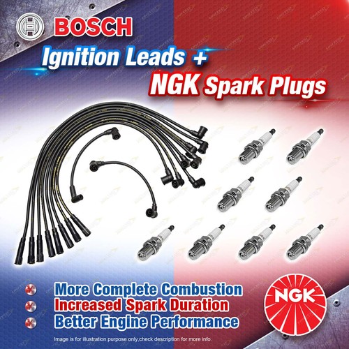 8 x NGK Spark Plugs + Bosch Ignition Leads for Ford Bronco Landau P5 5 ...