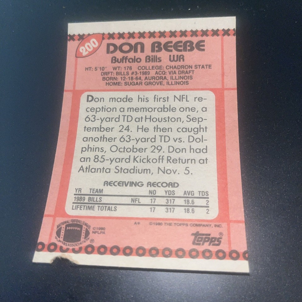 1990 Topps Don Beebe Buffalo Bills #200 | eBay
