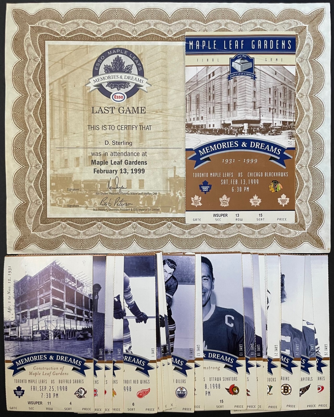 1998 Toronto Maple Leaf Gardens Final Season Tickets x31 Leafs Hockey ...