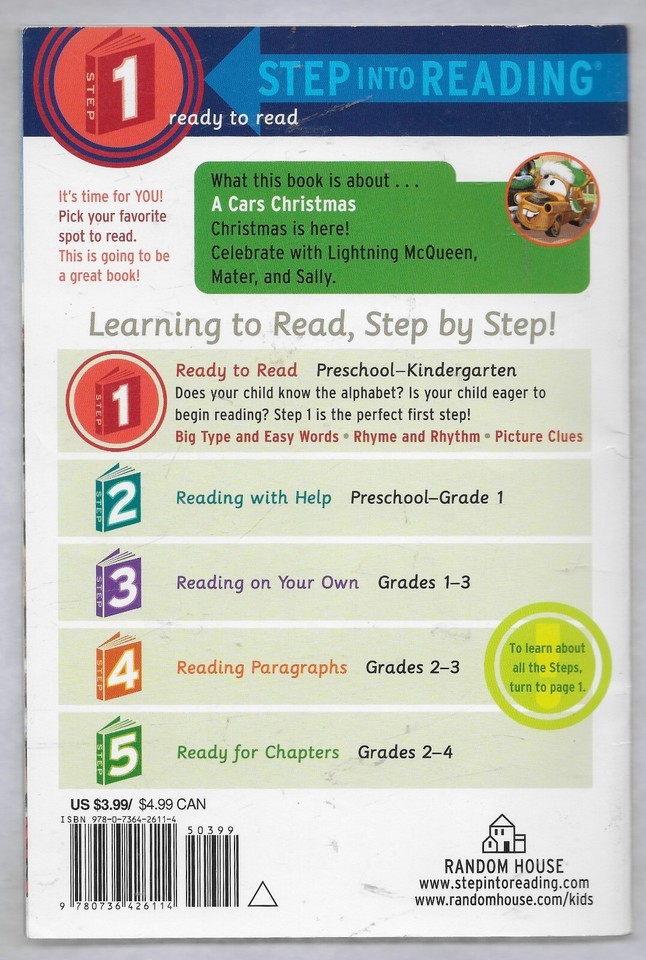 Step Into Reading Cars A Cars Christmas by Melissa Lagonegro | eBay