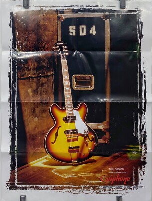 Vintage Epiphone Casino Poster + Electric Guitar & 15B Bass Guitar Amp ...