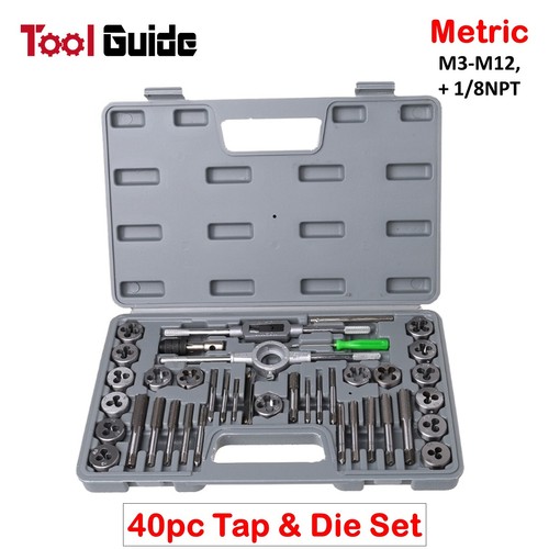 40pc M3-M12 Tap and Die Set Metric Coarse Fine Pitch Heavy Duty Thread ...