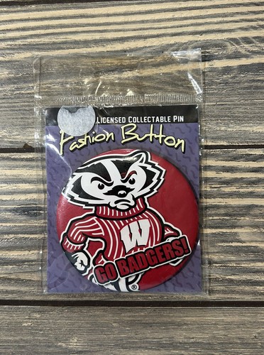 Wisconsin W Go Badgers Fashion Button Pin 3” NCAA | eBay