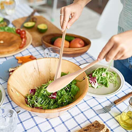 6 Pack 12" Oval Wooden Spoon Set Non-Stick Cooking Utensils for Mixing ...