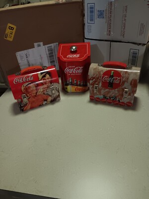Vintage Coca Cola Mini Handled Lunchbox Metal Tin Lunch Pail Box Set | eBay
