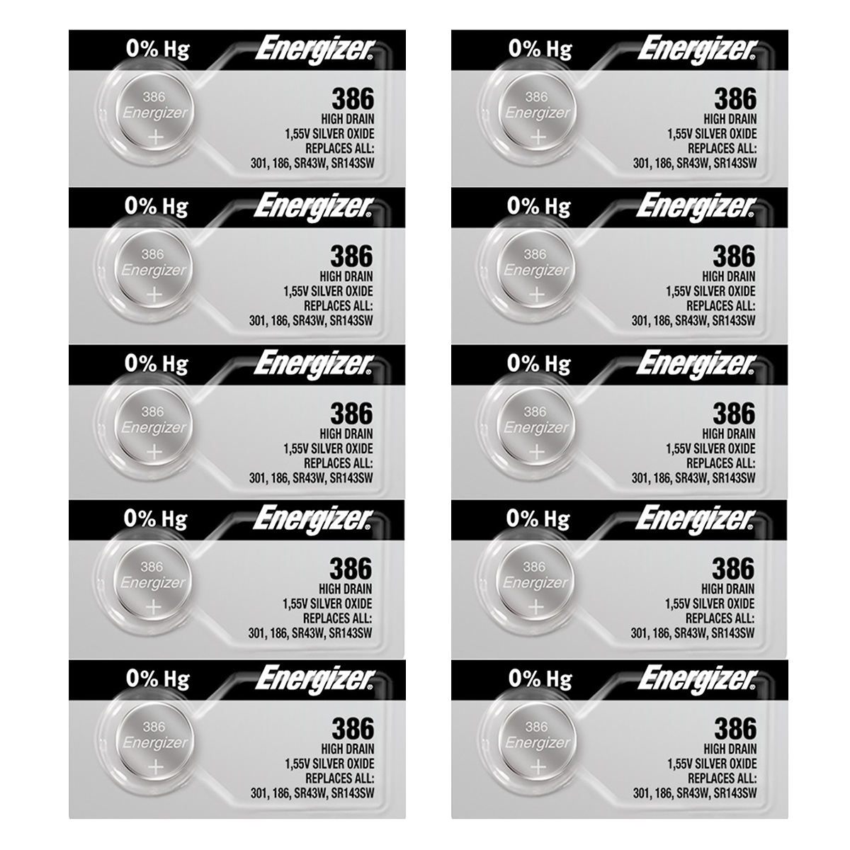 Energizer 386 SR43W Silver Oxide Watch Battery (10 Pack) | eBay