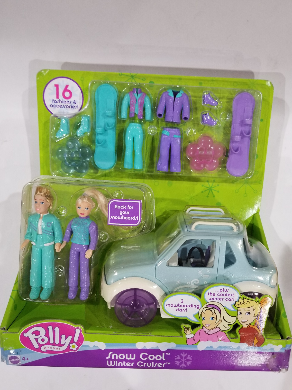 2004 Polly Pocket Snow Cool Winter Cruiser SUV 16 Piece Snow Boarding ...