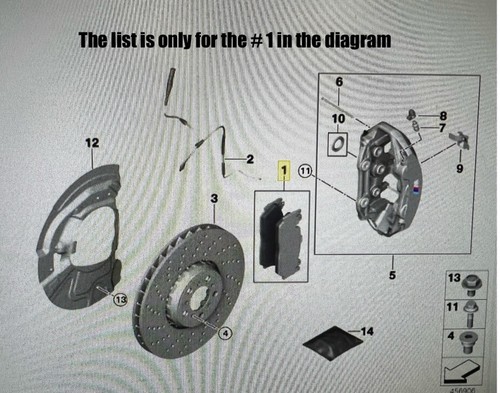 Premium Ceramic Brake Pads Front 34107886853 20-UP Bmw M5 M8 X5 X6 F90 ...