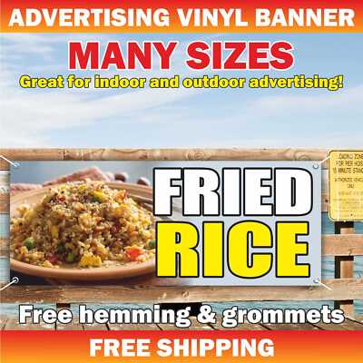 FRIED RICE Advertising Banner Vinyl Mesh Sign deep fry wing meat STIR ...