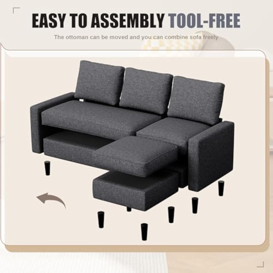 L shaped couch sofa for living room, small sectional sofa couch with b ...