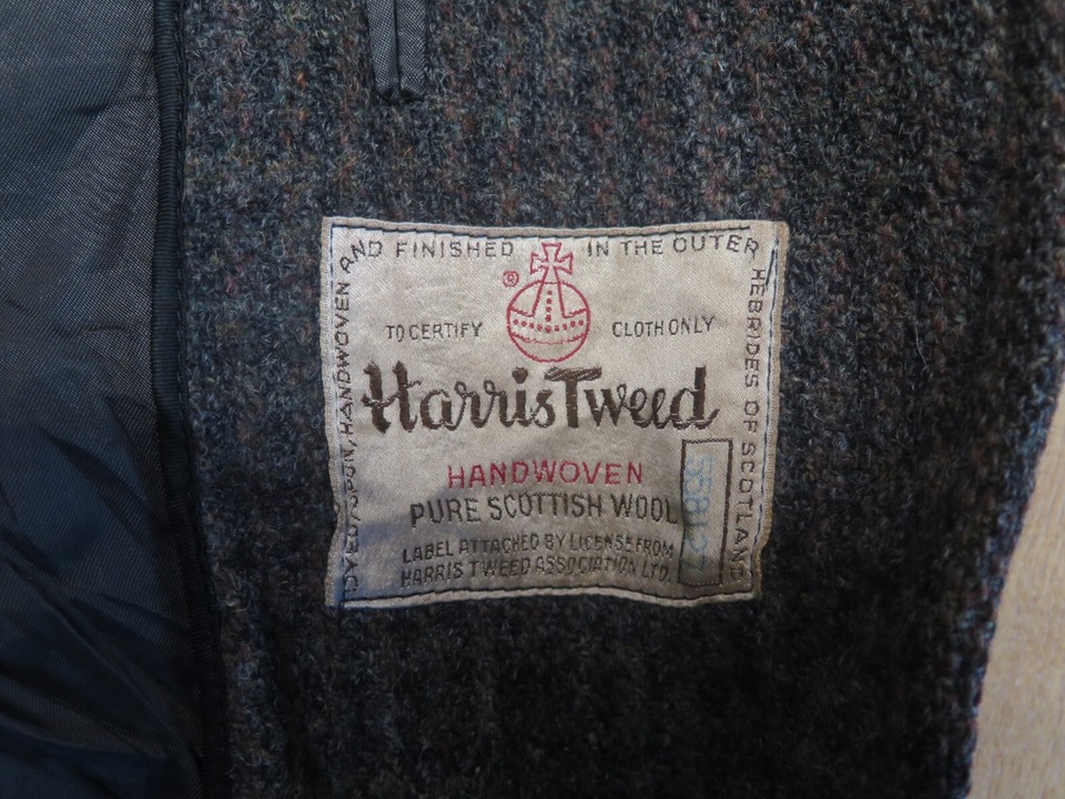 Genuine Harris Tweed Grey Houndstooth Pattern Coat Size M 40" Regular ...