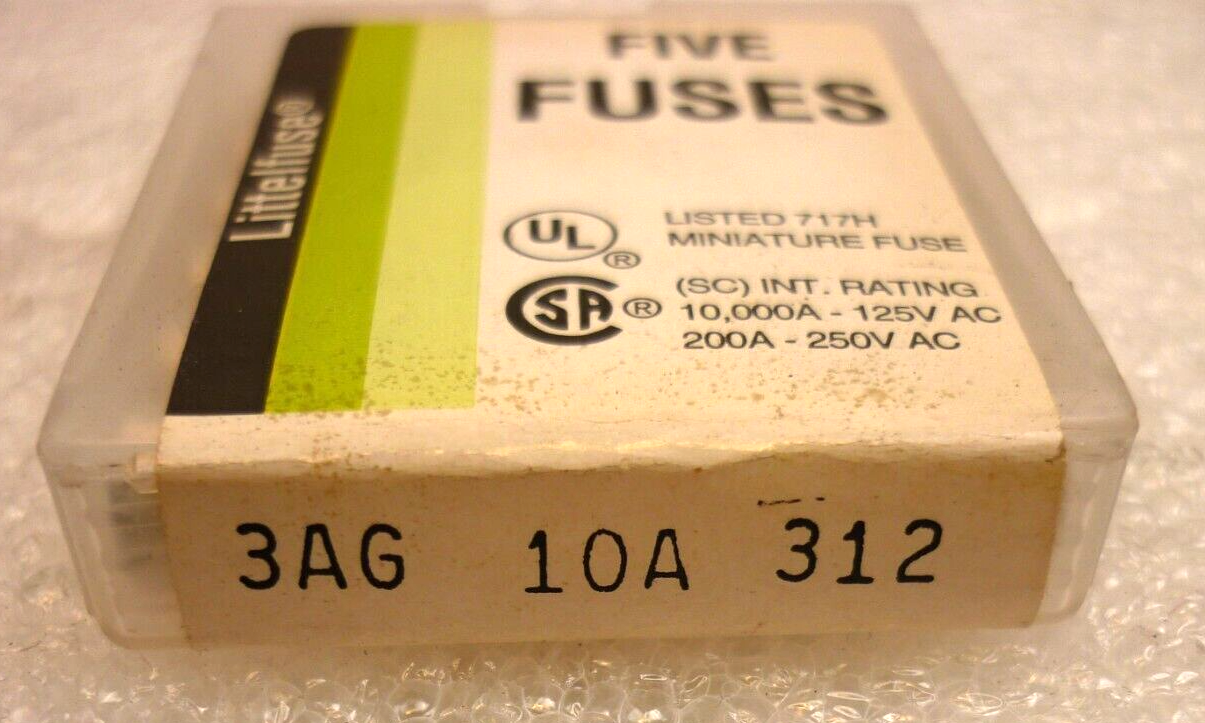 Littelfuse 3AG 10A 312 Fuse (Lot of 5) | eBay