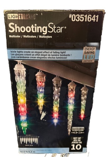 Gemmy Lightshow 10 Multi LED Falling Shooting Star Christmas Icicle ...