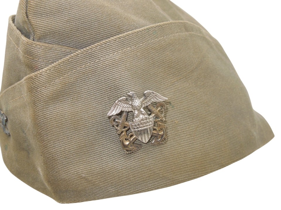 US Navy WWII Working Gray OFFICER CAPTAIN Overseas Cap Garrison Hat ...